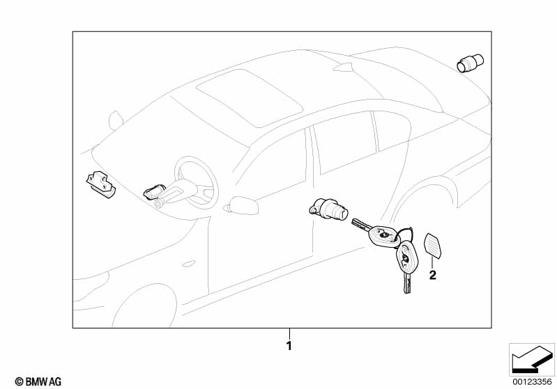 Genuine BMW 51210033383 E60 Set Uniform Lock.Syst. W/Cas Cntrl(Code ...