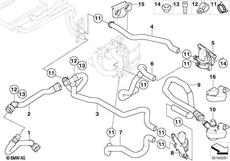 Genuine BMW 64216921428 E61 E60 E64 Hose F Radiator And Engine Return ...