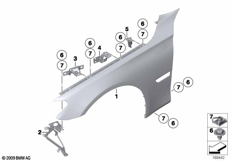 Genuine BMW 41357207186 F02 F03 Mount For Sidewall/Headlight, Right ...