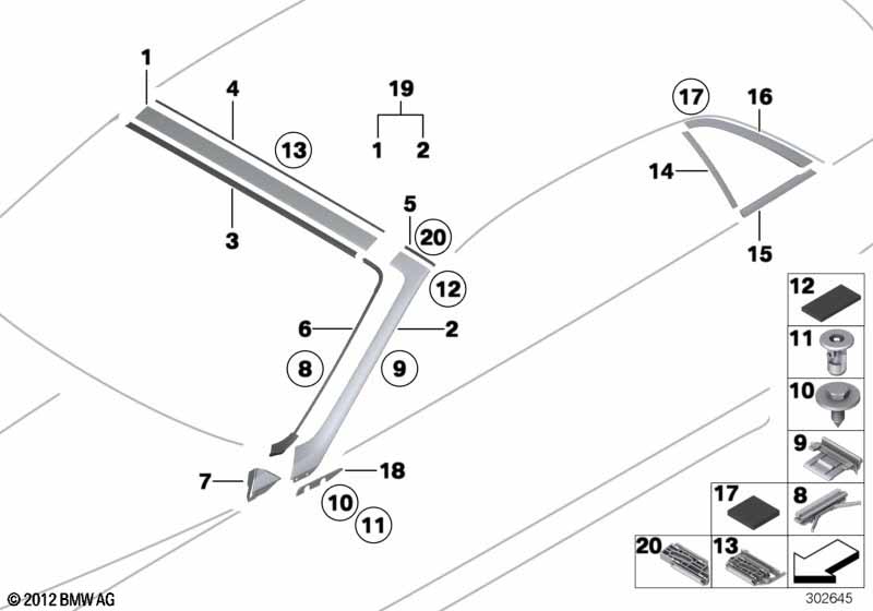 Genuine BMW 51137226083 RR4 Trim Strip, Upper Windshield PRIMED (Inc ...