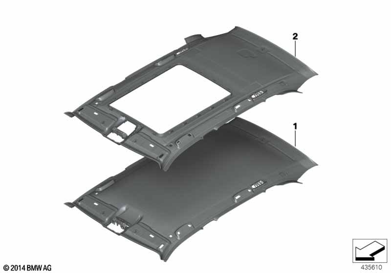 Genuine BMW 51447988498 F15 Molded Headliner, Alcantara SCOTCH DUNKEL ...