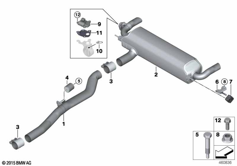 Genuine BMW 18308635591 G12 G11 Rear Muffler With Exhaust Flap (Inc. 7 ...