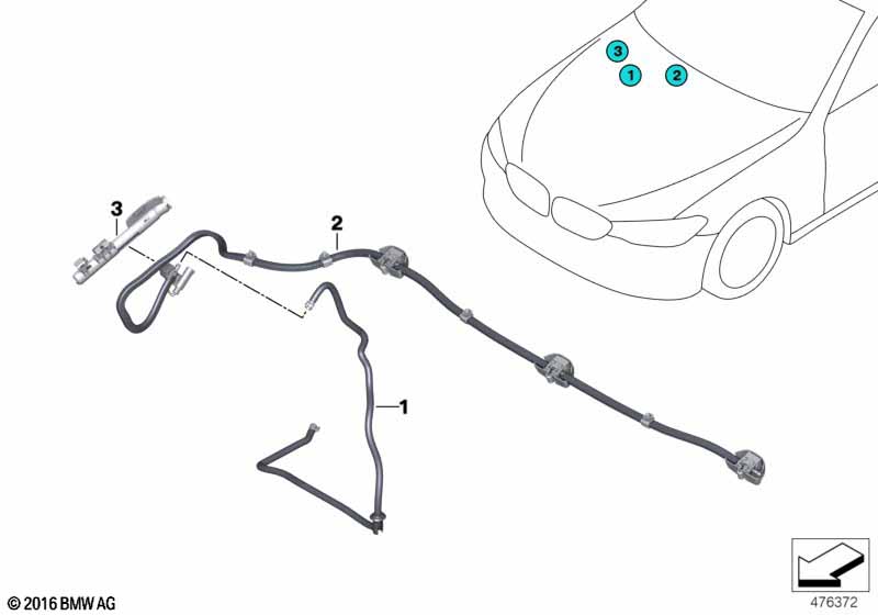 Genuine BMW 61667357350 G14 G31 G12 Hose, Windshield Washer (Inc. 620d ...