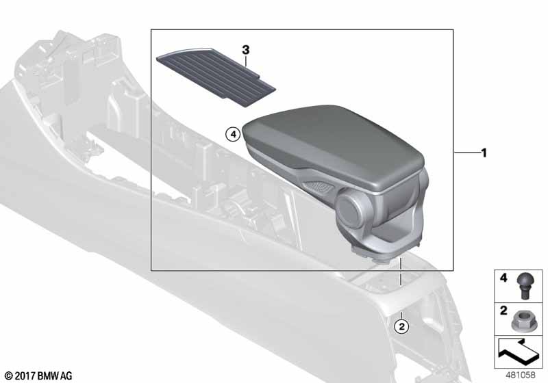 Genuine BMW 51166991546 F39 Center Armrest With Decor Seam MAGMAROT (I ...
