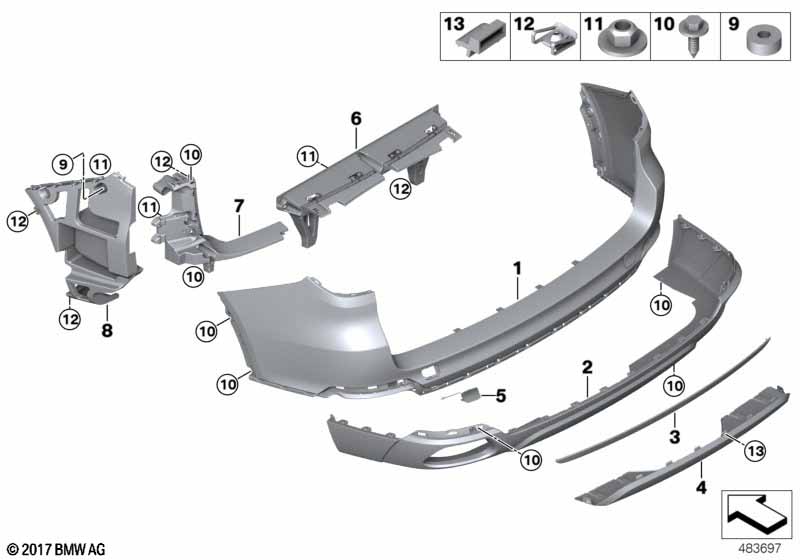Genuine BMW 51127365333 F15 Trim Strip, Bumper, Rear PURE EXCELLENCE ...