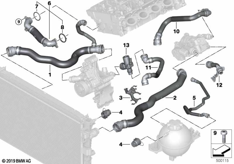 Cooling system coolant hoses Diagram for BMW X3 G01 X3 20i Parts ...