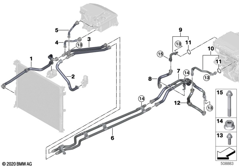 Coolant circuit, high-voltage system Diagram for BMW iX3 G08 BEV LCI ...
